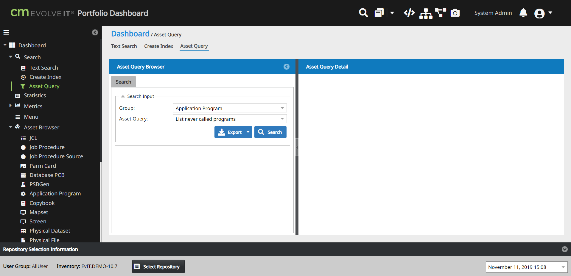 CM evolveIT Asset Query